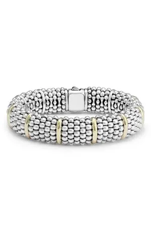 Lagos Oval Caviar Beaded Bracelet - Silver/gold