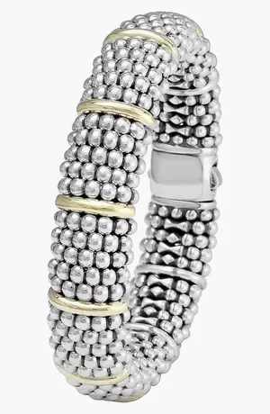 Lagos Oval Caviar Beaded Bracelet - Silver/gold
