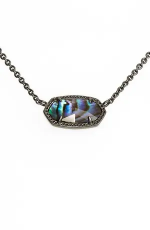 Kendra Scott Elisa Pendant Necklace Abalone/ Gunmetal
