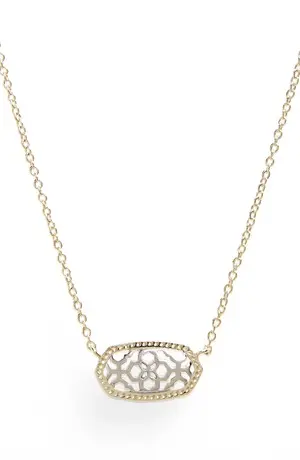 Kendra Scott Elisa Pendant Necklace Silver Filigree/ Gold