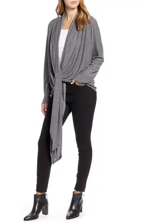 Loveappella Drape Tie Front Cardigan