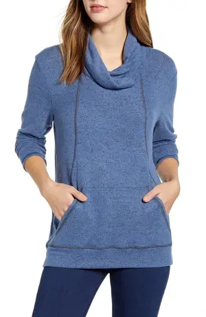 Loveappella Loveappella Cross Neck Seamed Pullover Denim