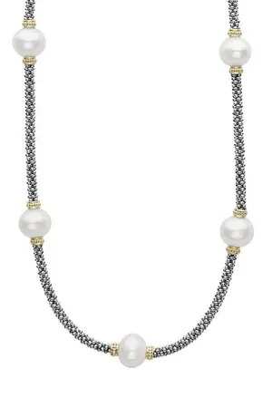 Lagos LAGOS Luna Cultured Pearl Station Necklace Silver