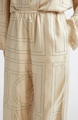 TOTEME Monogram Silk Pajama Bottoms - Ivory Monogram