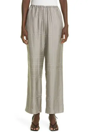 TOTEME Monogram Silk Pajama Bottoms Skyscraper