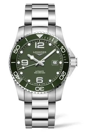 LONGINES Longines Hydroconquest Automatic Bracelet Watch Green/ Silver