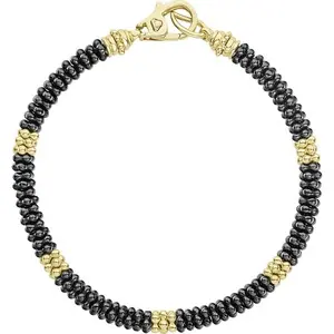 Lagos Black Caviar Beaded Station Bracelet - Gold