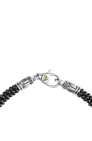 Lagos Ceramic Caviar Beaded Bracelet - Black/gold