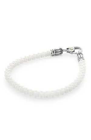 Lagos Ceramic Caviar Beaded Bracelet - White/ Gold