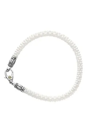 Lagos Ceramic Caviar Beaded Bracelet - White/ Gold