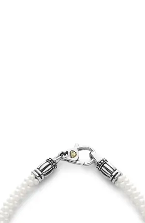 Lagos Ceramic Caviar Beaded Bracelet - White/ Gold