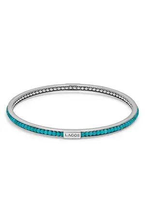 Lagos LAGOS Caviar Icon Beaded Bangle Bracelet Silver/ Turquoise