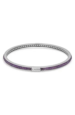 Lagos Caviar Icon Beaded Bangle Bracelet - Silver/amethyst