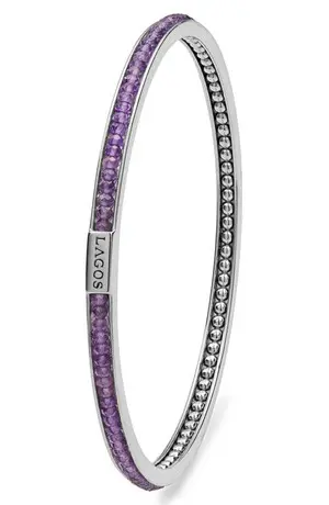 Lagos Caviar Icon Beaded Bangle Bracelet - Silver/amethyst