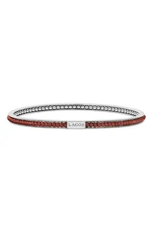 Lagos Caviar Icon Beaded Bangle Bracelet - Silver/garnet