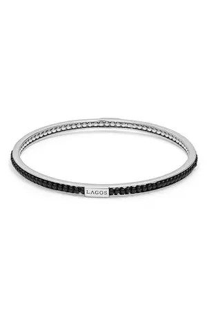 Lagos LAGOS Caviar Icon Beaded Bangle Bracelet Silver/onyx