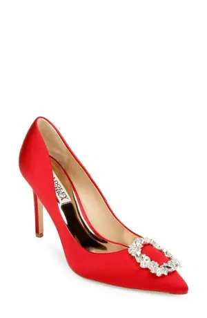 Badgley Mischka Cher Crystal Embellished Pumps - Red