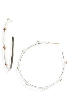 Armenta New World 14k Gold And Enamel Hoop Earrings - White Enamel