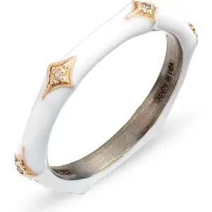 Armenta New World 14k Gold & Enamel Band Ring - White Enamel
