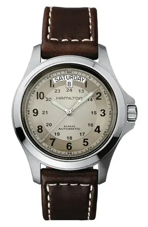 Hamilton Khaki Field King Automatic Leather Strap Watch - No Color