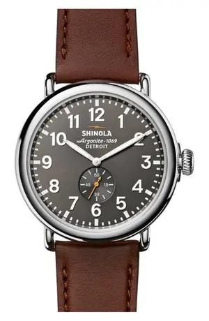 Shinola SHINOLA The Runwell Leather Strap Watch Brown/black/silver