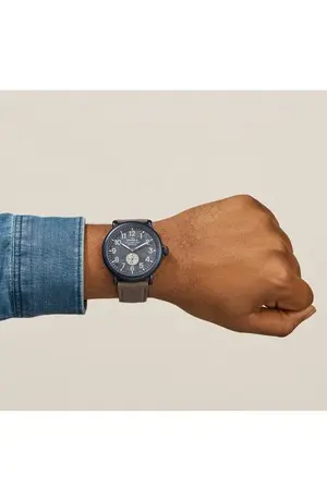 Shinola The Runwell Leather Strap Watch - Cool Gray