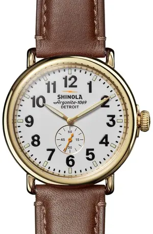 Shinola SHINOLA The Runwell Leather Strap Watch White/white