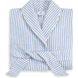 MATOUK Matteo Stripe Robe - Azure