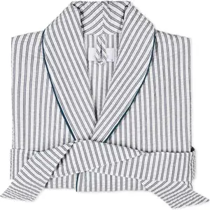 MATOUK Matteo Stripe Robe - Deep Navy