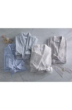 MATOUK Matteo Stripe Robe - Natural