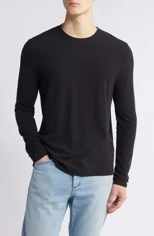 Nn07 Clive Long Sleeve Waffle Knit Tee - Black