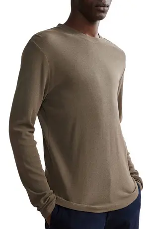 Nn07 Clive Long Sleeve Waffle Knit Tee Clay