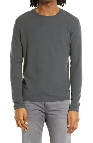 Nn07 Clive Long Sleeve Waffle Knit Tee Concrete