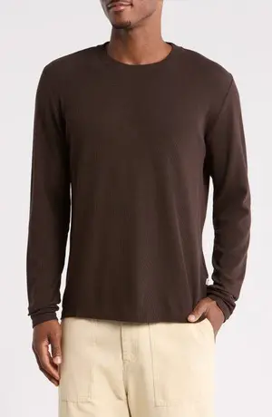 Nn07 Clive Long Sleeve Waffle Knit Tee - Deep Truffle