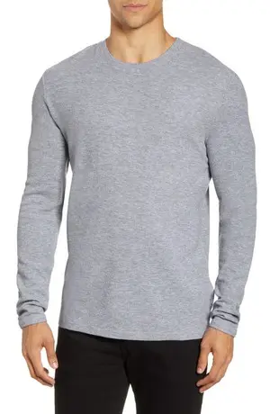 Nn07 Clive Long Sleeve Waffle Knit Tee Grey Melanage