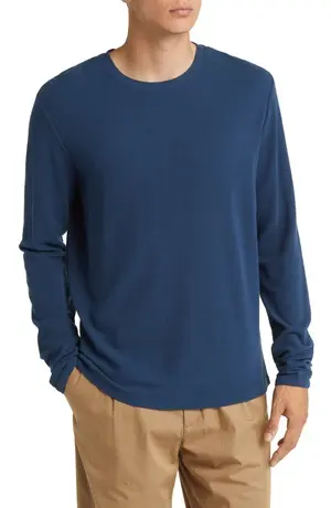 Nn07 Clive Long Sleeve Waffle Knit Tee Ocean
