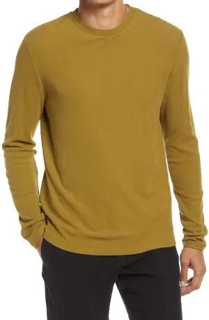 Nn07 Clive Long Sleeve Waffle Knit Tee Olive Green