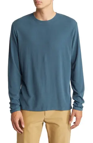 Nn07 Clive Long Sleeve Waffle Knit Tee Sea Blue