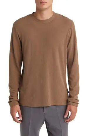 Nn07 Clive Long Sleeve Waffle Knit Tee Shitake