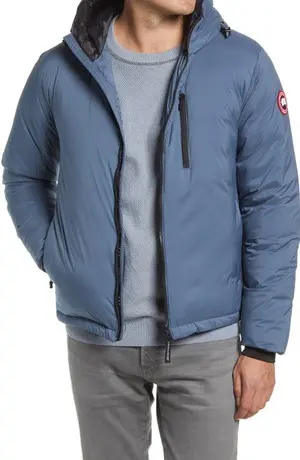 Canada Goose Lodge Packable Windproof 750 Fill Power Down Hooded Jacket - Ozone Blue- Bleu Ozone