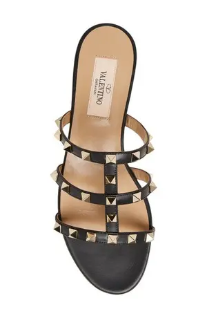 Valentino Garavani Rockstud Slide Sandal - 0no Nero