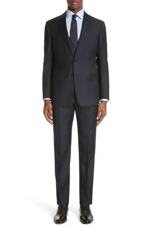 Emporio Armani Trim Fit Solid Wool Suit - Solid Blue Navy