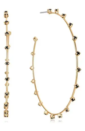Ettika Ettika Large Crystal Hoop Earrings Gold/ Black