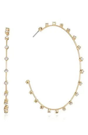 Ettika Large Crystal Hoop Earrings - Gold