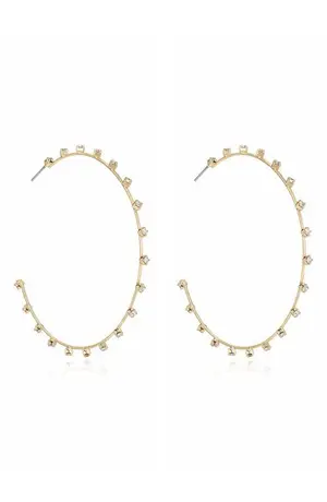 Ettika Large Crystal Hoop Earrings - Gold