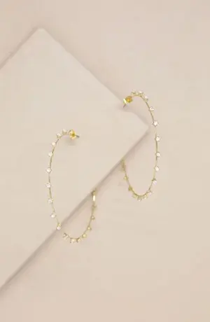Ettika Large Crystal Hoop Earrings - Gold