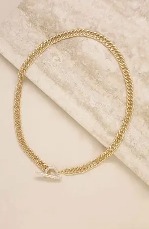 Ettika Crystal Toggle Chain Necklace