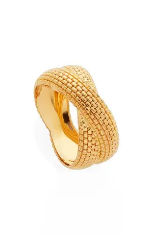 Monica Vinader Heirloom Woven Crisscross Ring - Yellow Gold