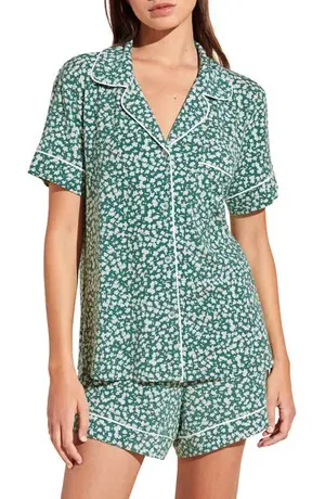 Eberjey Gisele Relaxed Short Pajamas Abstract Floral Agave/ivory