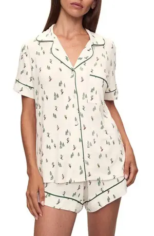 Eberjey Gisele Relaxed Short Pajamas Alpine Skier Ivory